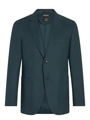 Zegna Oasi Lino Flower Jacket - Dark Teal Blue