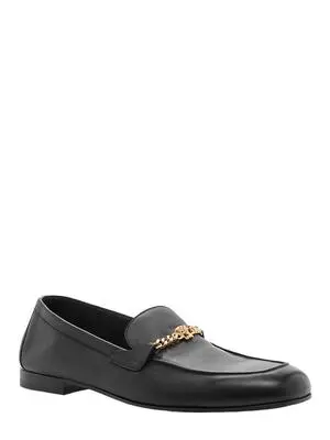 Versace Medusa Chain Leather Loafer - Black