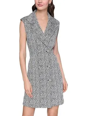 Karl Lagerfeld Paris Abstract Jacquard Jacket Dress - Black/soft White