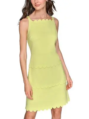 Karl Lagerfeld Paris Scallop Trim Scuba Mini Dress - Citrus Green