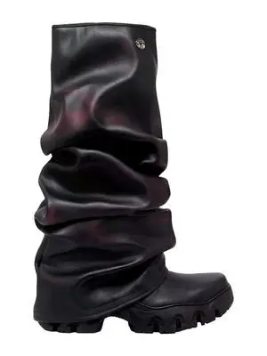 ROMBAUT Ruched Knee-high Boots - Black