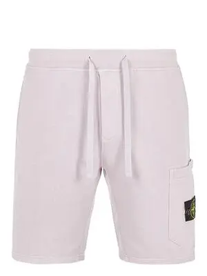 Stone Island Cotton Fleece Garment Dyed Shorts - White