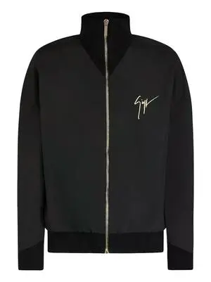 GIUSEPPE ZANOTTI Embroidered-logo Zip-up Bomber Jacket - Black