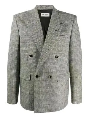 Saint Laurent Deconstructed Check Double-breasted Blazer - Neutrals