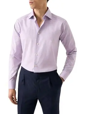Eton Slim Fit Purple Check Cotton Dobby Dress Shirt - Light Purple