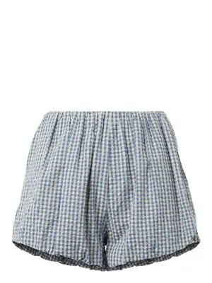 Posse Aurelia Gingham Cotton Shorts - Blue