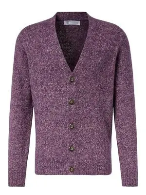 Brunello Cucinelli Alpaca, Wool, And Silk-blend Tweed Cardigan - Purple