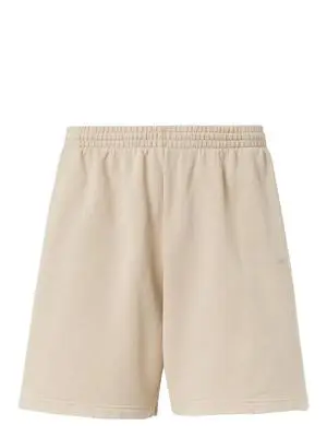 Balenciaga Distressed Logo Cotton Shorts - Beige