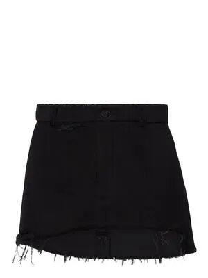 Balenciaga Distressed Denim Miniskirt - Black