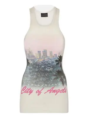 Balenciaga City Of Angels Cotton Tank Top - Beige