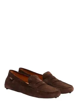 TOD'S Gommino Suede Driving Shoes - Brown