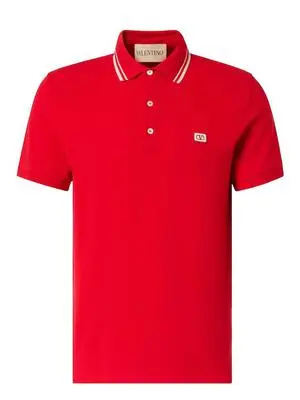 Valentino Garavani Vlogo Cotton Piqué Polo Shirt - Red