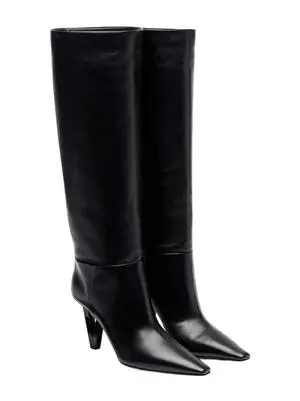 Versace 85 Leather Knee-high Boots - Black