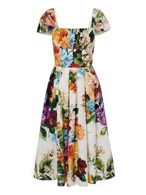 Dolce & Gabbana Floral Cotton Midi Dress - White