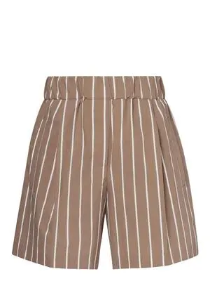 Brunello Cucinelli Striped Cotton-blend Bermuda Shorts - Brown