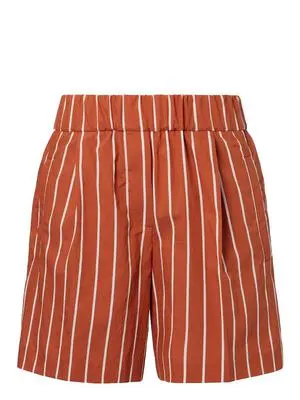 Brunello Cucinelli Striped Cotton-blend Bermuda Shorts - Orange