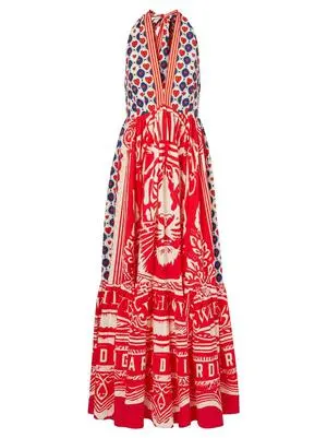 Camilla Halterneck Cotton Poplin Maxi Dress - Red