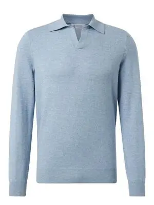 Brunello Cucinelli Cashmere Polo Sweater - Blue