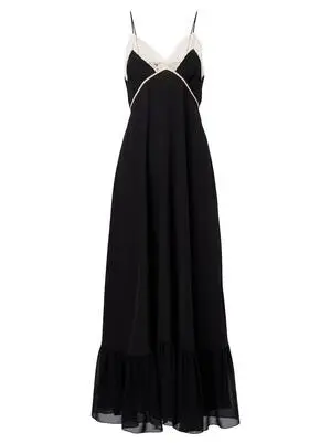 Chloé Lace-trimmed Silk Chiffon Maxi Dress - Black