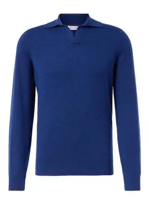Brunello Cucinelli Cashmere Polo Sweater - Blue