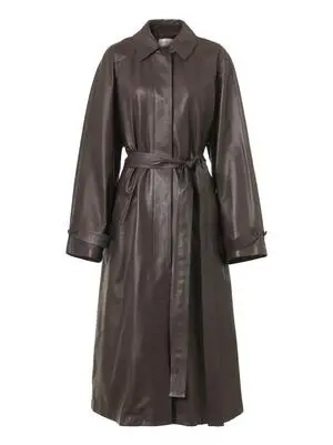 THE ROW Ryota Leather Wrap Coat - Brown
