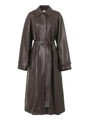 THE ROW Ryota Leather Wrap Coat - Brown