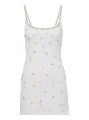 CLIO PEPPIATT Droplet Embellished Beaded Minidress - White