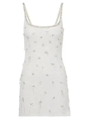 CLIO PEPPIATT Droplet Embellished Beaded Minidress - White