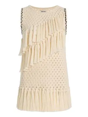 Escvdo Espina Fringed Crochet Top - Ivory