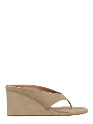 Alaïa Suede Wedge Thong Sandals Grege