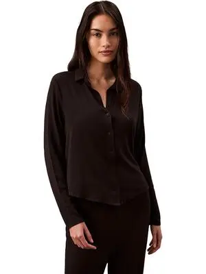 Calvin Klein Ultra Soft Modal Button-Down Shirt Black