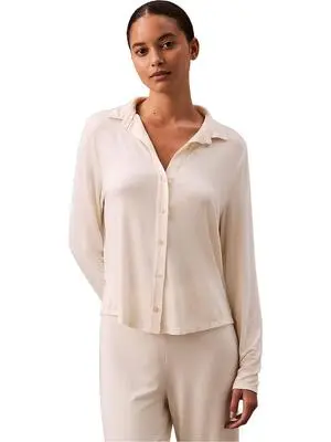 Calvin Klein Ultra Soft Modal Button-Down Shirt Ivory