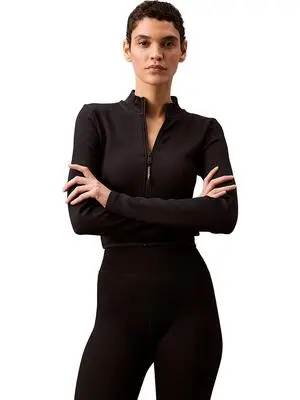 Calvin Klein Rib Sport Cropped Jacket - Black Beauty