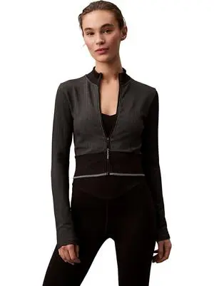 Calvin Klein Rib Sport Cropped Jacket - Black