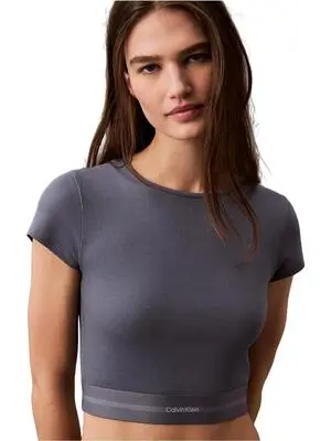 Calvin Klein Cotton Stretch Rib Cropped Tee Grisaille