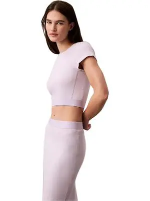 Calvin Klein Cotton Stretch Rib Cropped Tee - Lilac Quartz