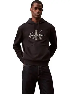 Calvin Klein Monologo Fleece Hoodie - Black Beauty