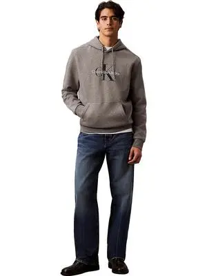 Calvin Klein Monologo Fleece Hoodie - Medium Grey Heather