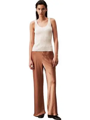 Calvin Klein Crushed Satin Wide Leg Pants - Tea Time