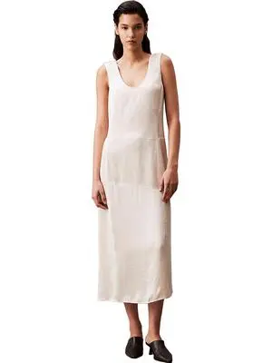 Calvin Klein Crushed Satin Maxi Dress - Parchment
