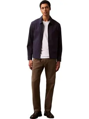 Calvin Klein Cotton Blend Zip Up Shirt Jacket - Baritone Blue