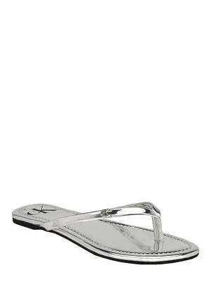 Calvin Klein T-Strap Sandals Silver
