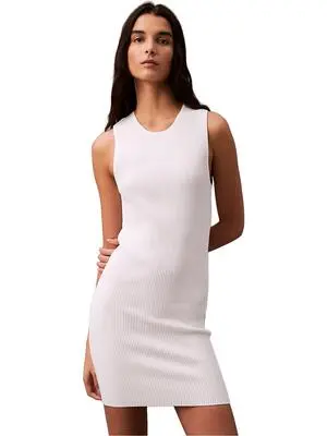 Calvin Klein Ribbed Mini Dress - Brilliant White