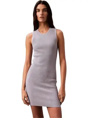 Calvin Klein Ribbed Mini Dress - Lilac Gray