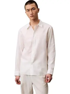 Calvin Klein Lyocell Blend Relaxed Button-down Shirt - Blanc De Blanc