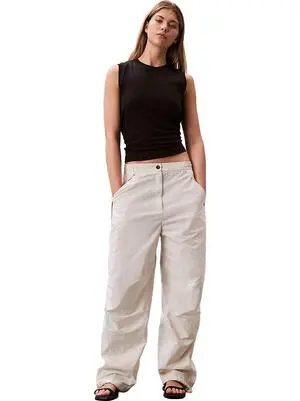 Calvin Klein Crinkle Nylon Parachute Pants - Tofu