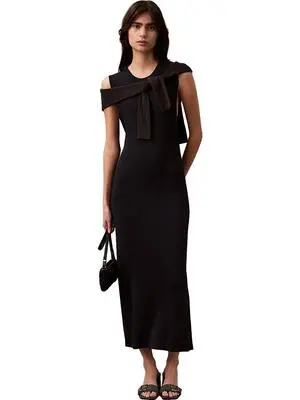 Calvin Klein Viscose Rib Maxi Dress - Carbon