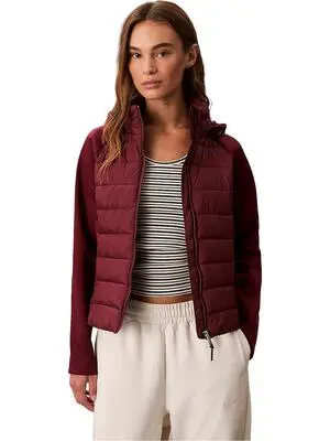 Calvin Klein Mixed Media Puffer Jacket Deep Rouge