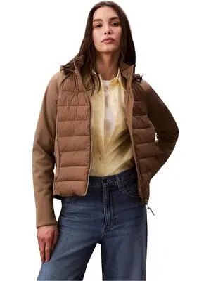 Calvin Klein Mixed Media Puffer Jacket Shitake