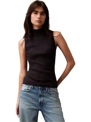Calvin Klein Silk Cashmere Mock Neck Tank - Vulcan